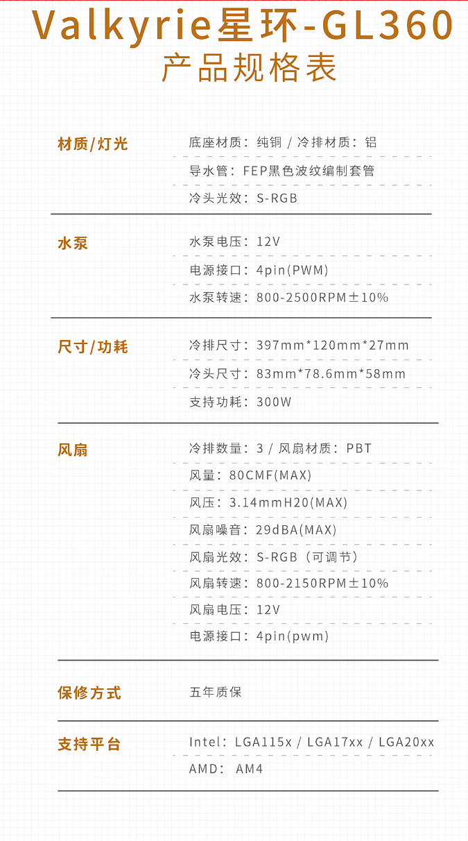 Valkyrie GL360 AMG ARGB 360mm CPU 水冷散熱器 黑色/白色 - ELITE Technology
