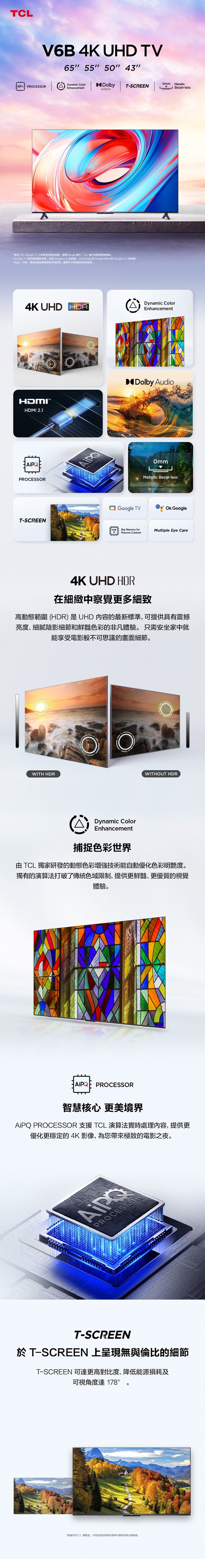 TCL 55" V6B 4K HDR Google TV (55V6B) - TCL